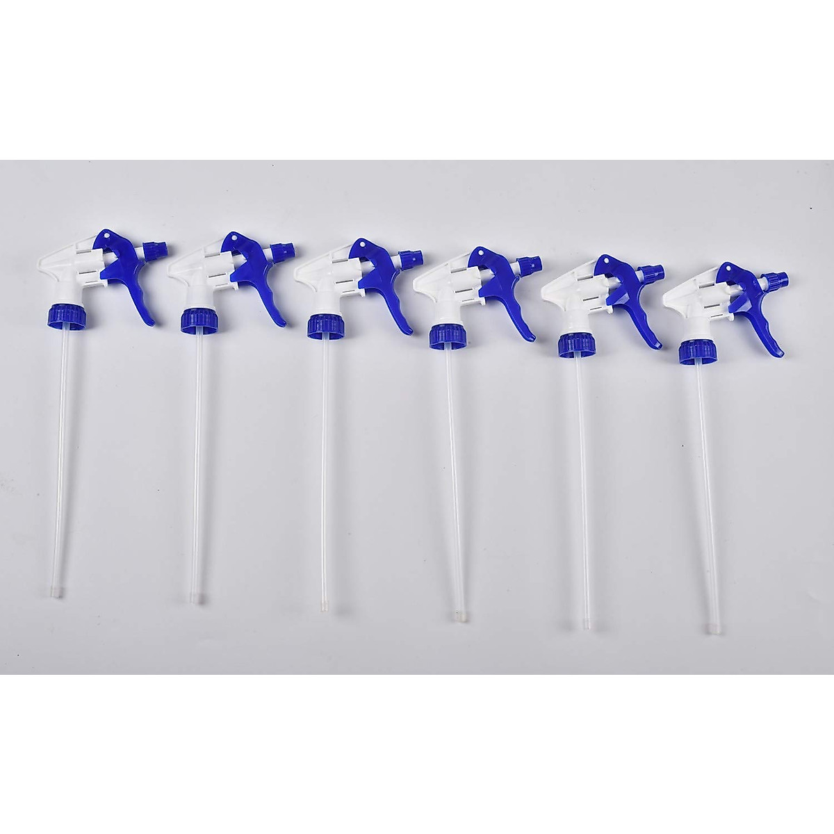 YUZKENCI Trigger Sprayer 12 Pack, Heavy Duty, White and Blue - 28/400 Neck/Thread Size (D Type, 10" Dip Tube)