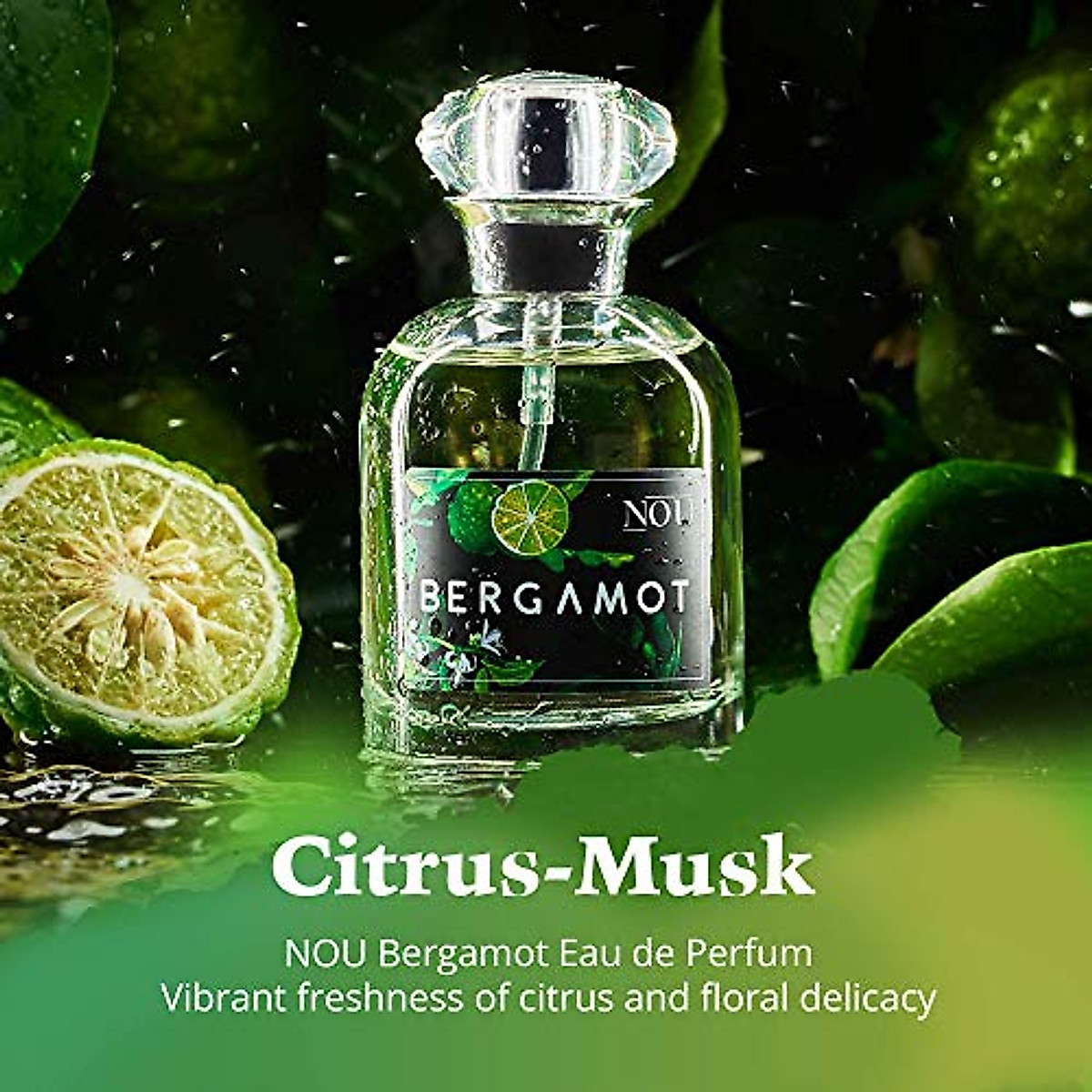 NOU Bergamot Perfume – Citrus Perfume – Natural Perfume for Women with Essential Oils – Fresh Smelling Perfume with Citrus and Musk Notes Bergamot Perfume for Women 1.7 fl oz EDP