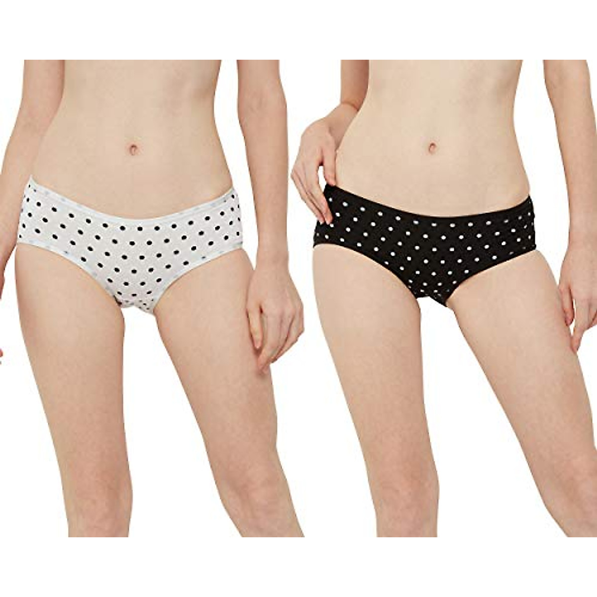 INNERSY Womens Underwear Cotton Hipster Panties Regular & Plus Size 6-Pack(X-Large,Solid Colors and Polka Dot)