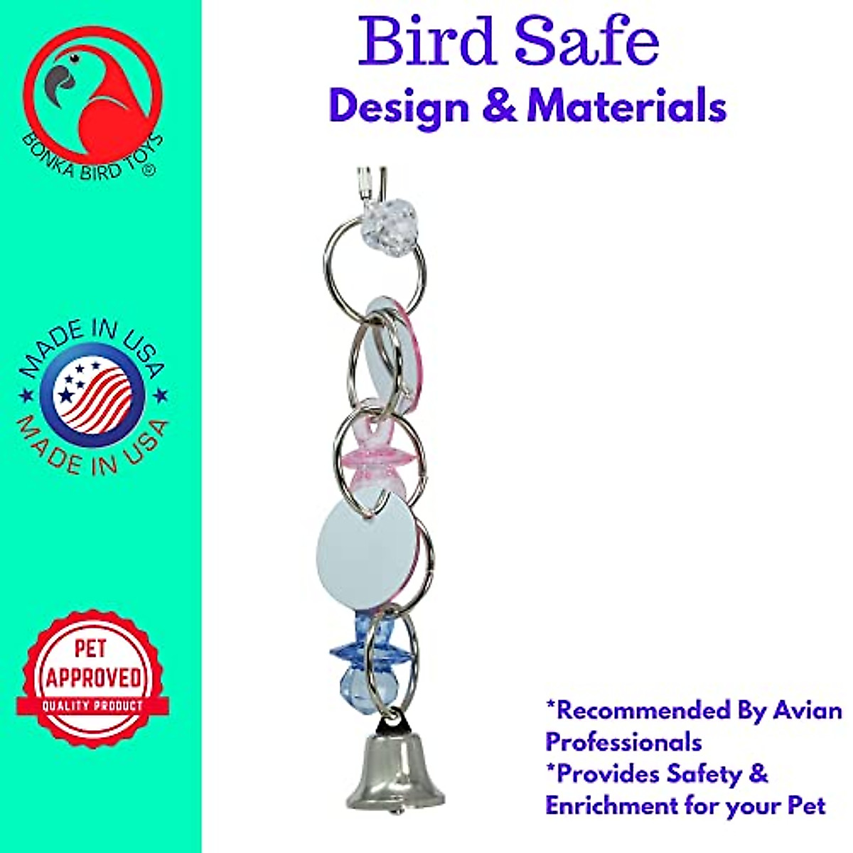 Bonka Bird Toys 1741 Mirror Mirror Small Medium Bird Toy Parrot Cage Craft Toys Cages African Grey Conure Cockatiel