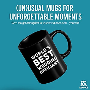 Panvola Worlds Best Wedding Officiant From Bride Groom Anniversary Souvenir Pastor Minister Drinkware Ceramic Coffee Mug (11 oz, Black)