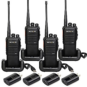 Retevis RB75 Waterproof 2 Way Radios Walkie Talkies Long Range (IP67), 5 Watts 4500mAh Battery Two Way Radios, Durability, USB Charging, for Construction Site Manufacturing Education(4 Pack)