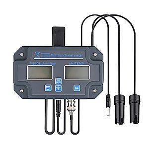 Yescom Water Quality Tester 6 in 1 Multi-Parameter Test Meter PH/EC/Salt/TDS(PPM)/Temp/S.G Analyzer Wall-Mount Rechargeable