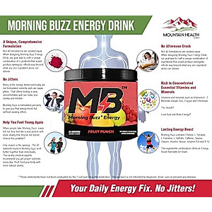 Morning Buzz Energy Powder Drink - Energy Boost Drink Mix - Sugar-Free Energy with Antioxidants - Morning Kickstart and Sports Nutrition Endurance Product - 30 Servings, Fruit Punch, 8 Ounces
