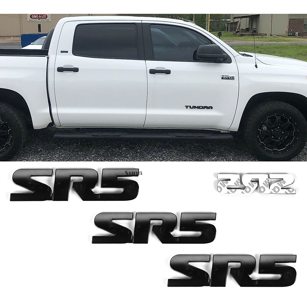 Weekeight 3PCS OEM 3.86" x 0.98" 3D Metal SR5 Matt Black Emblem Badge for Tacoma Tundra 4Runner