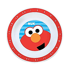 NUK Sesame Street Bowl Plate, Fork and Spoon Set in Red and Blue (Bundle of 3)