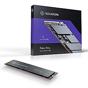 Solidigm™ P44 Pro Series 1TB PCIe GEN 4 NVMe 4.0 x4 M.2 2280 3D NAND Internal Solid State Drive, Read/Write Speed up to 7000MB/s and 6500MB/s, SSDPFKKW010X7X1…
