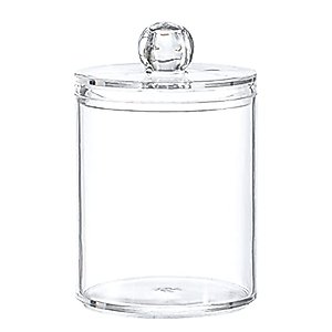 CUBTOL Lid Pads Swab Clear Ball with Canister Holder, Qtip Bathroom for Organizer Organization Storage Pad Small Dispenser Plastic Transparent Organizer, Holder Cotton Containers Vanity