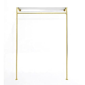 MDEPYCO Modern Simple Industrial Pipe Hanging Rods Clothing Rack,Retail Display Wall Mounted Storage Clothes Hanging Shelf, Wood Garment Rack (Gold, 47.2" L)