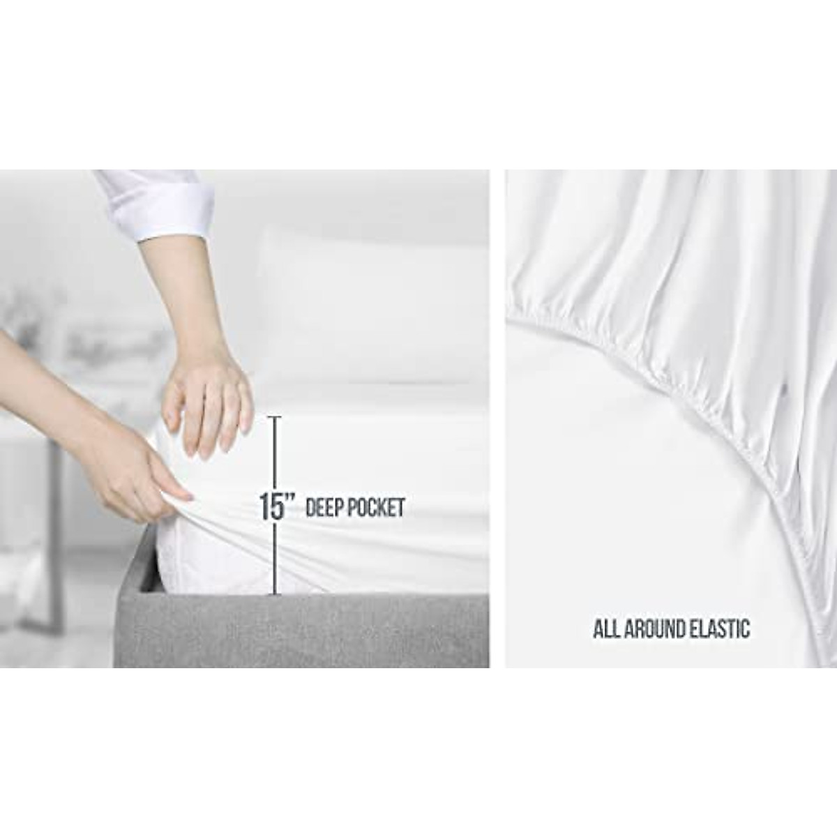 Utopia Bedding Queen Sheet Set – Soft Microfiber 4 Piece Luxury Bed Sheets with Deep Pockets - Embroidered Pillow Cases - Side Storage Pocket Fitted Sheet - Flat Sheet (White)