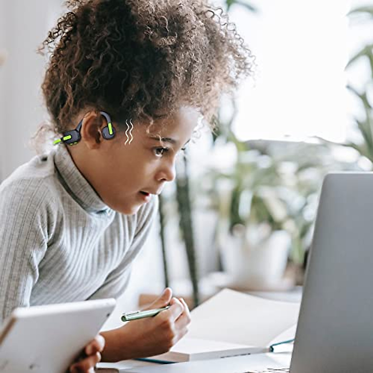 FOLEY Kids Headphones Wireless Earbuds for Youth Small Ears Open Ear Headphones Bluetooth 5.3 8H Playtime Build-in 8GB Memory Card with MP3 Player Ultralight Durable Comfortable for Learning/Sports