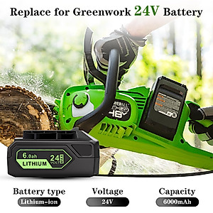 MAFACBAC 24V Battery Replacement for Greenworks: 24 Volt Lithium Lawn Mower Battery 29842 29852 LB24A020 for Greenworks 24V Trimmer Weed Blower - 6.0Ah 2 Pack