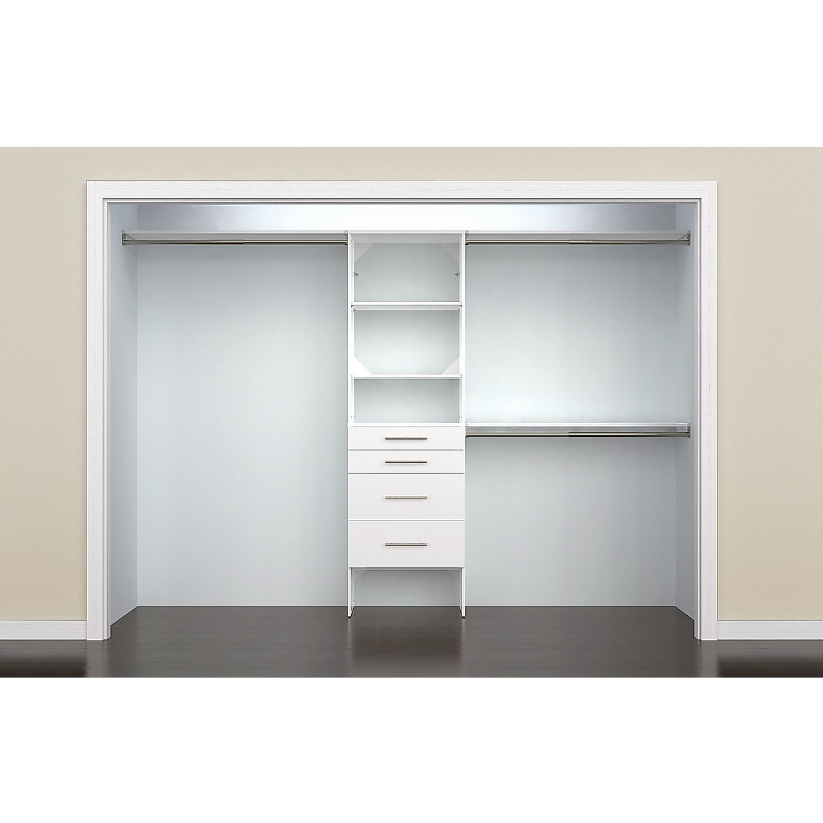 ClosetMaid 1937140 SuiteSymphony Modern 25-Inch Closet Organizer with Shelves and 4-Drawers, Pure White