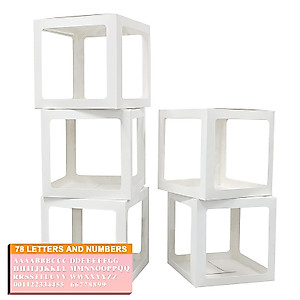 Thickened 5 PCs White Transparent Balloon Boxes with 78 Letters & Numbers for Custom Name,Clear Baby Boxes Love Balloon Box for Baby Shower,Gender Reveal, Bridal Shower & Birthday Party,Prom Boxes