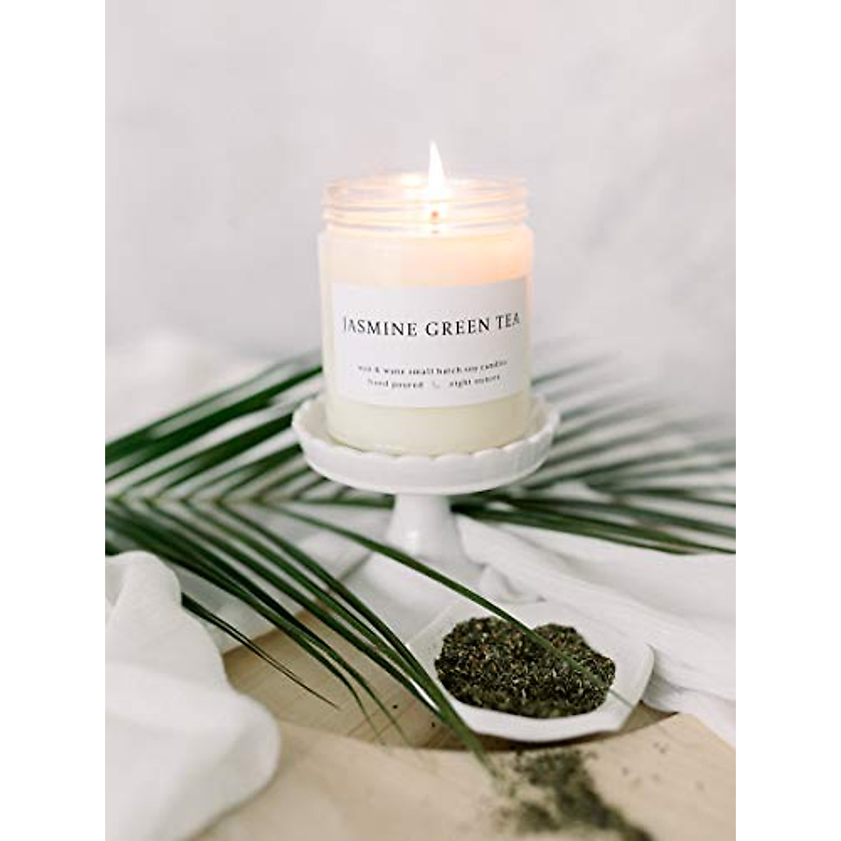 Wax & Wane Jasmine Green Tea Modern Scented Candle - 8 Oz Soy Candles Gifts For Women For Home Décor, 40+ Hours Long Lasting Scented Candles Handmade In The USA From 100% Natural Soy Wax