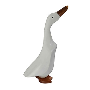 Bare Decor Albert The Duck, Hand Carved and Painted White, Bamboo Root Figurine, 15"