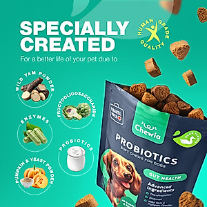 Travel Pack of Probiotics, Soft Probiotic Chews for Dogs - Vet Formulated for All Breeds - Pumpkin Powder, Enzymes, Wild Yam - Gut Health Support for Dogs