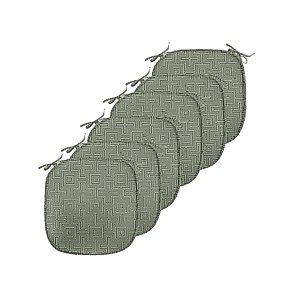 Lunarable Geometric Chair Seating Cushion Set of 6, Zig Zag Chevron Line Pattern Abstract Shapes Optical Design, Anti-Slip Seat Padding for Kitchen & Patio, 16"x16", Forest Green