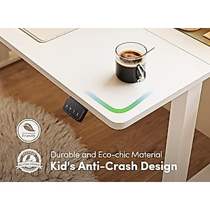 FEZIBO Electric Standing Desk, 55 x 24 Inches Height Adjustable Stand up Desk, Sit Stand Home Office Desk, Computer Desk, White