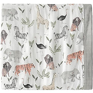 Little Jump Muslin Baby Quilt, Jungle Print Breathable Muslin Quilt Toddler Blanket - Oversized 47" x 47" - 2 Layers Muslin Crib Blanket for Baby Boy and Girls (Jungle)