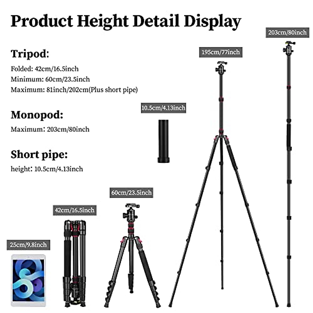 Tripod for Camera, Victiv 81 inch Professional Camera Tripod Monopod, Aluminium DSLR Tripod Heavy Duty for Travel with 360 Degree Ball Head and Phone Mount, Compatible with Canon Nikon Sony