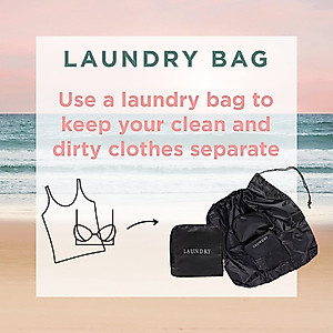 MIAMICA Miamica Foldable Travel Laundry Bag, Black Butterfly, Wash, Dry, Fold, Repeat, 21'' x 22'' – Lightweight, Durable Design with Drawstring Closure