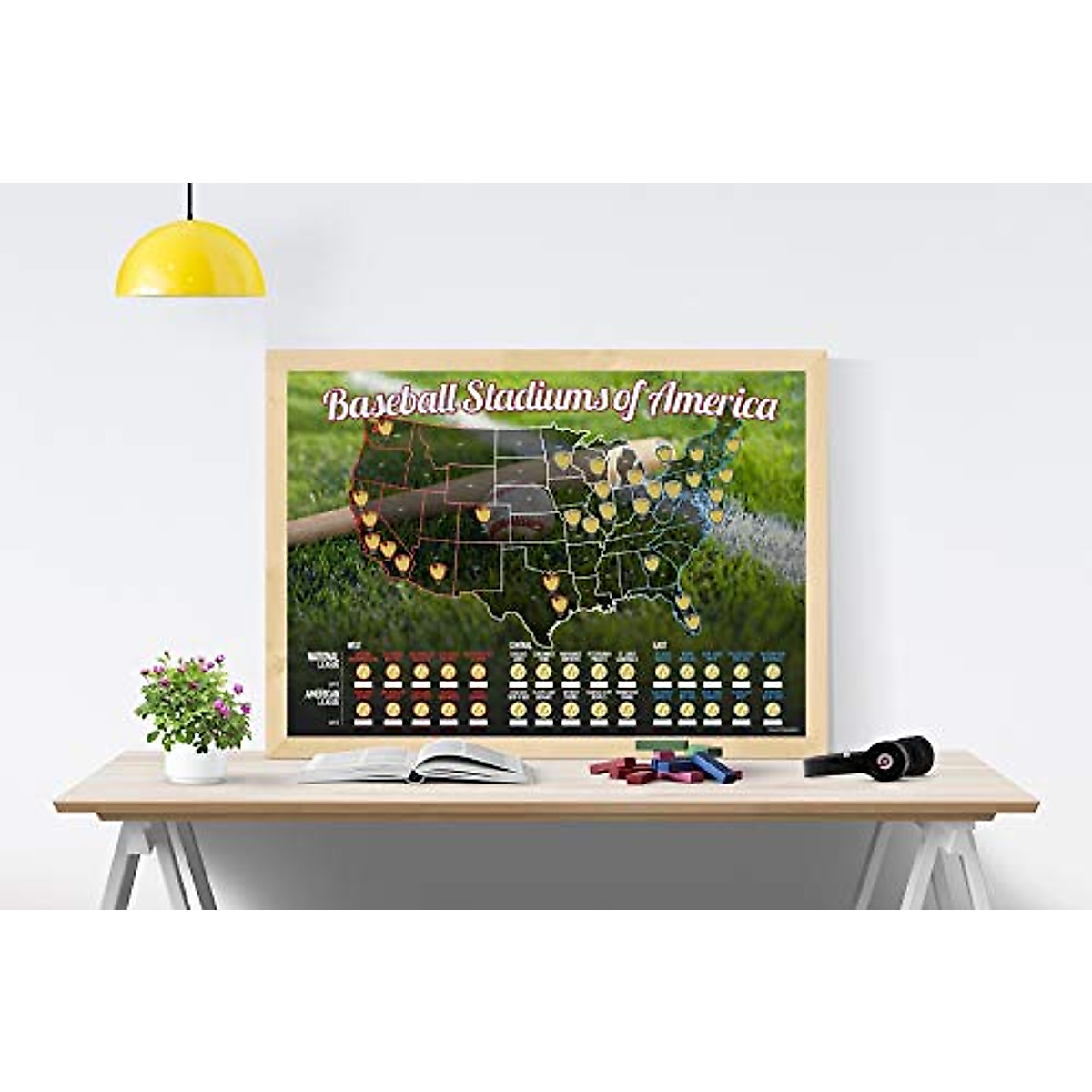 Baseball Stadiums of America Scratch Off Map | Lists National & Major League Teams | MLB Ballpark Wall Poster, Bucket List, & Tracker of Visited Parks | Gift for Baseball Enthusiasts & Sport Fans