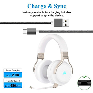 Replacement USB Charging Cable for Corsair Virtuoso RGB SE High-Fidelity Gaming Headset/Corsair HS80 RGB/Corsair Virtuoso RGB High-Fidelity Gaming Headset