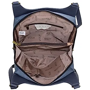 Anna by Anuschka Women's Hand-Painted Leather Triple Compartment Satchel, Three Kittens