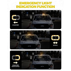 Xprite LED Strobe Light Magnetic Mount Emergency Traffic Security Warning Caution Flashing Plow Light, for Construction Vehicles Tow Trucks- White Amber