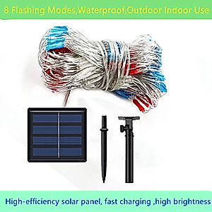 American Flag Lights Outdoor Solar Powered,420 Super Bright LEDs,6.5ft x 3.28ft,Memorial Day Decorations of The United States for Independence/National/Memorial Day,July 4th,Christmas Decoration