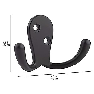 Amazon Basics Curved Zinc Robe Hook - Flat Black, 5-Pack