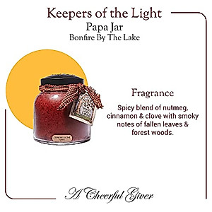 Valentine's Day Special Bundle Bonfire by The Lake - 34oz Papa Scented Candle Jar Plus Black Heart Candle Jar Holder