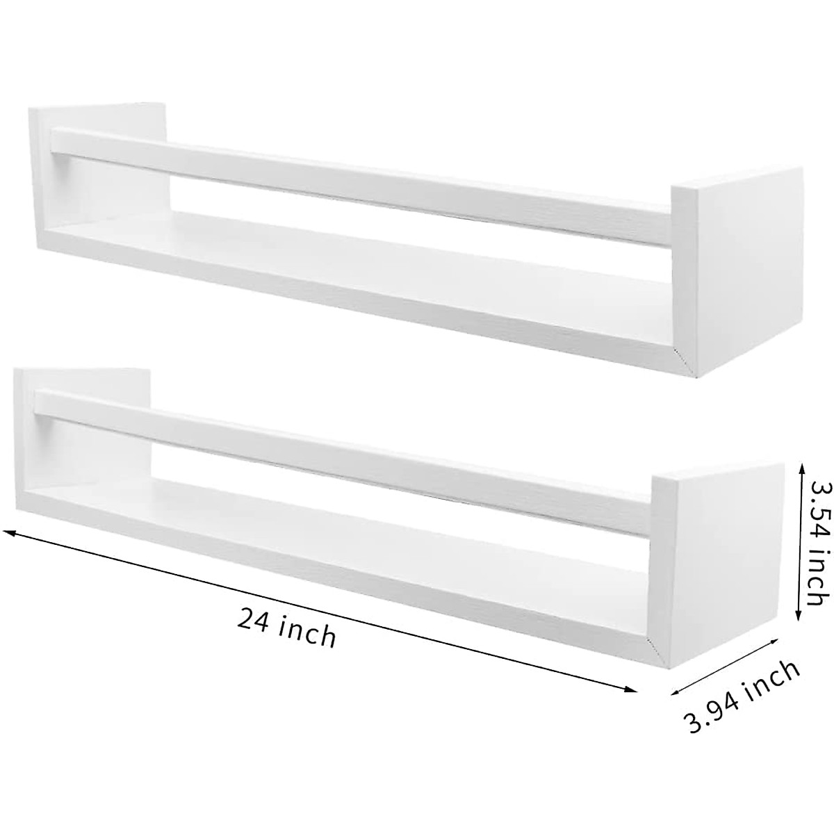 hundrecip Floating Book Shelves White 24inch Set of 2 for Nursery Bathroom Bedroom (White-24), 24 x 3.94 x 3.54 inch