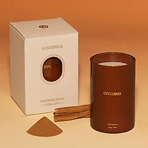 Goodpick Cinnamon Scented Candles 22 oz, Classic Luxury Candles for Home, 2-Wick Soy Candle, Large Jar Candles Gifts for Women, Birthday, Christmas, Bath, 120 Hours Burn Time