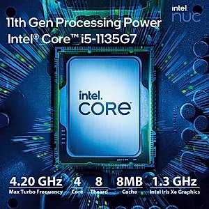 Intel NUC 11 NUC11PAHi5 Panther Canyon Mini Computer 11th Gen Core i5-1135G7, 4 Cores, 8 Threads, 8MB Smart Cache, Iris Xe Graphics, 0GB RAM, 0GB SSD, No OS, Barebone