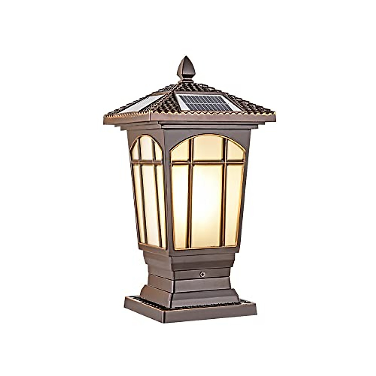 Post Lights Outdoor Simple Metal Solar Post Light IP55 Outdoor Waterproof Wall Post Light Control Villa Garden Pillar LED Night (B) ()