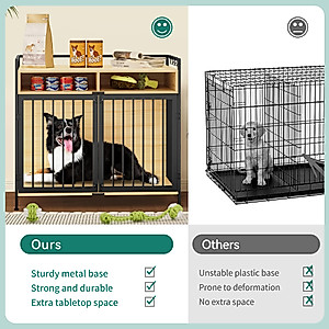 YITAHOME Large Dog Crate, 41" Heavy Duty Dog Kennel with 2 Drawers End Table, Wooden Dog Cage Indoor Dog House Pet Crate Table with Double Doors for Large Medium Small Dogs, Walnut Color