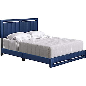 Boyd Sleep Beaumont Upholstered Platform Bed with Headboard, Mattress Foundation with Strong 14 Wood Slat Supports, No Box Spring Required, Black Faux Leather, Size Queen