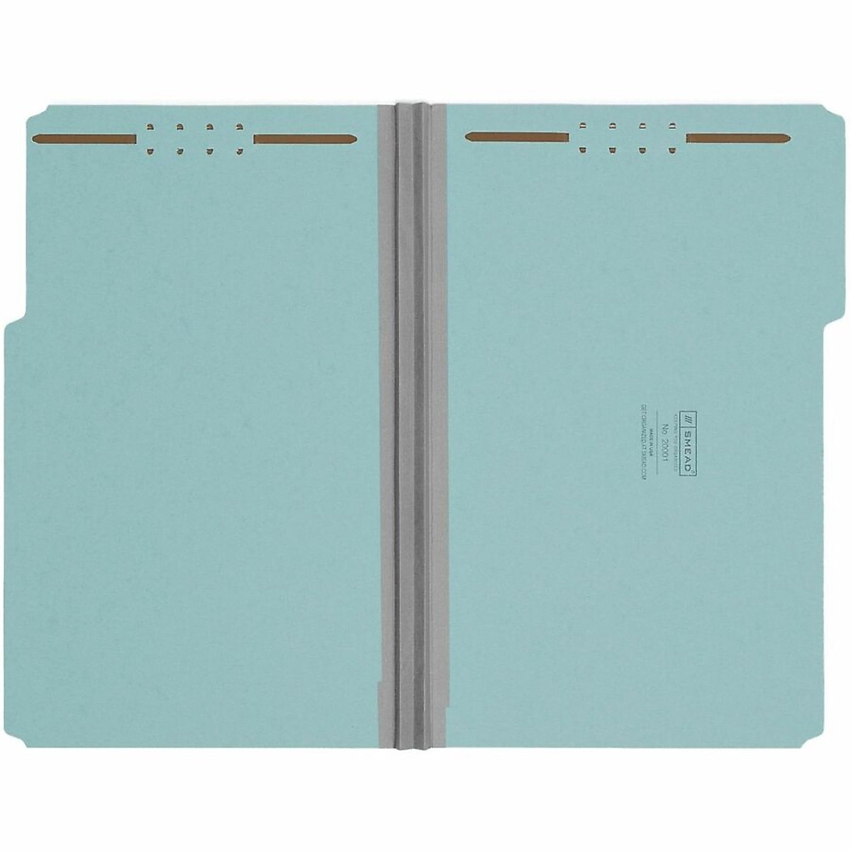 Smead 100% Recycled Pressboard Fastener File Folder, 2 Fasteners, 1/3-Cut Tab, 2" Expansion, Legal Size, Blue, 25 per Box (20001)