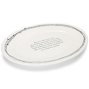 DEMDACO Family Blessings Black and White 17 x 13 Glossy Ceramic Stoneware Platter