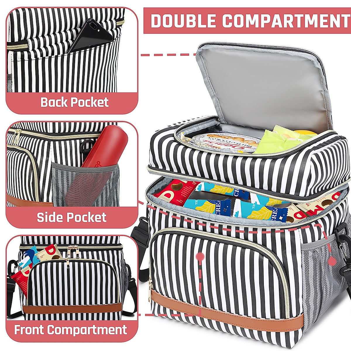 YESBAG Lunch Bag for Women, Leakproof Insulated Soft Adult Lunch Tote Cooler Bag Box With Adjustable Shoulder Strap for Office,Work & Picnic