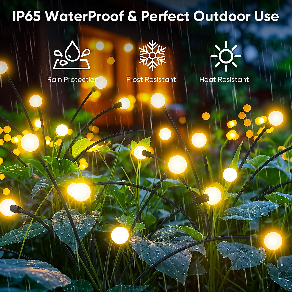 Solar Lights Outdoor Garden Decor: 4 Pack 32 LED Firefly Solar Outdoor Lights - Waterproof Solar Lights for Outside Yard Pathway Landscape Patio Decorations - Solar Powered Swaying Light Sway by Wind