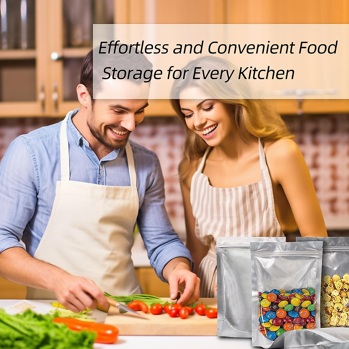 Wisesorb 1 Quart 90 Packs Mylar Bags For Food Storage, 7"x 10" Mylar Bags With Window, Freeze Dried Candy Bags, Reusable Storage Bags For Food, Mylar Food Storage Bags for Long Term Food Storage