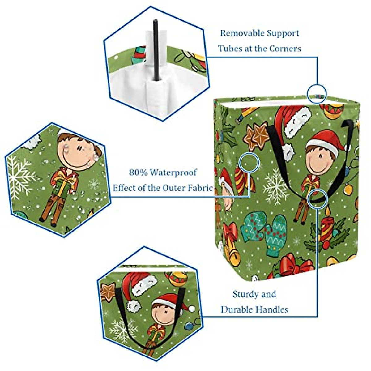 Christmas Boy Gifts Print Collapsible Laundry Hamper, 60L Waterproof Laundry Baskets Washing Bin Clothes Toys Storage for Dorm Bathroom Bedroom