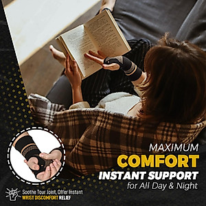 FITTOO Copper Wrist Compression Sleeve, Copper Infused Wrist & Hand Compression Sleeve Brace for Improve Circulation, Relieve Wrist Discomfort,Tendonitis, Sprains, Sports, Gym Workout