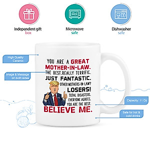 Maustic Gifts for Mother in Law, Trump Mother in Law Mug, Mother in Law Christmas Mothers Day Birthday Gifts from Daughter Son in Law, Best Future Mother-in-Law Gifts, Funny Mother in Law Mug 11 Oz