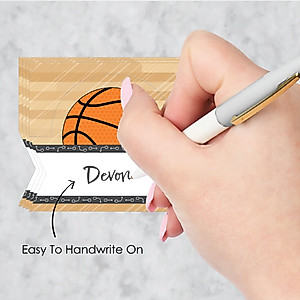 Big Dot of Happiness Nothin’ But Net - Basketball - Baby Shower or Birthday Party Tent Buffet Card - Table Setting Name Place Cards - Set of 24