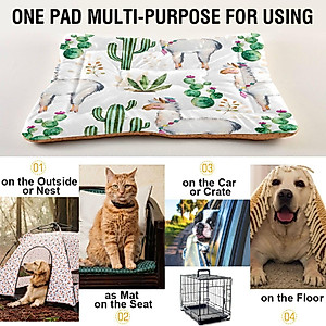 YETTASBIN Cute Llama Crate Pet Bed, Portable Washable Dog Cat Mat, Soft Comfortable Pet Mattress with Non-Slip Bottom for Dogs Cats Sleeping, 24 x 18 Inch