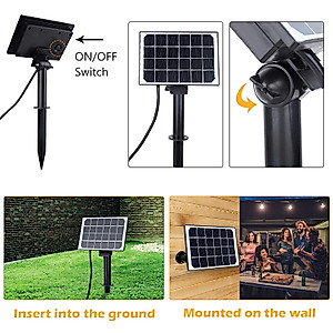 ANBRITE LED Outdoor Garden String Lights Solar Powered, 48FT Hanging 15+1 LED Edison Bulbs E27 Sockets Indoor/Outdoor Festoon Lighting for Party, Wedding Warm White Commercial Grade Connectable